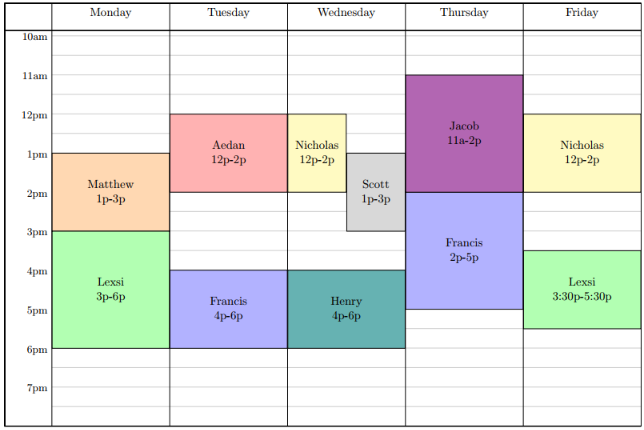 Schedules | Department of Mathematics & Statistics